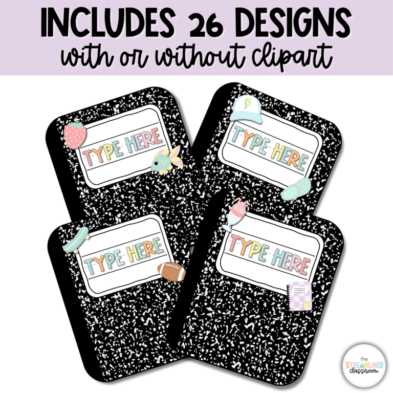 Locker Tags - Composition Notebook Cubby Tags or Name Labels ...