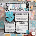 April Newsletter Templates - Editable - thestreamlinedclassroom.com