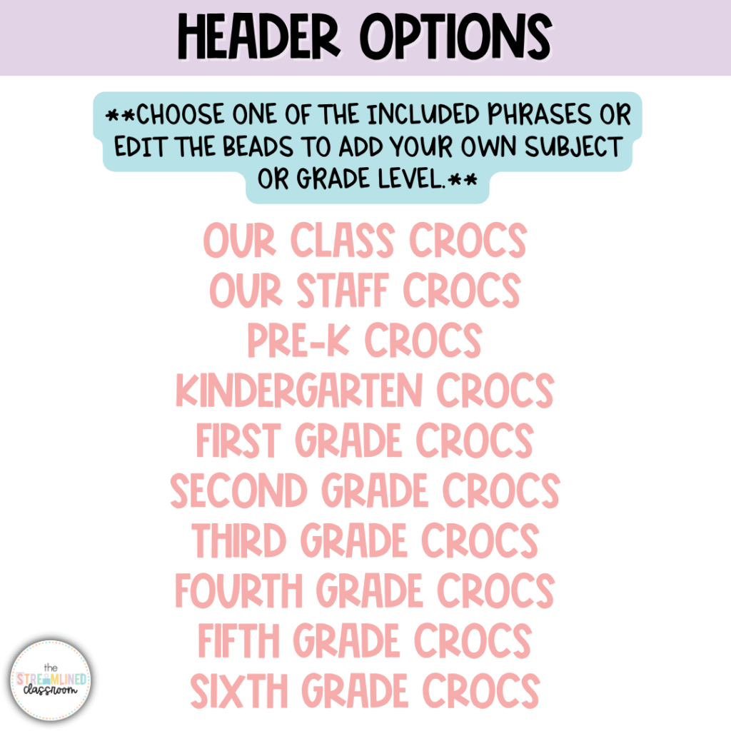 Welcome Back Bulletin Board - Crocs Theme - thestreamlinedclassroom.com