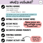 Welcome Back Bulletin Board - Crocs Theme - thestreamlinedclassroom.com
