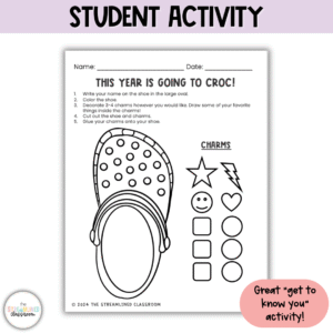 Welcome Back Bulletin Board - Crocs Theme - thestreamlinedclassroom.com